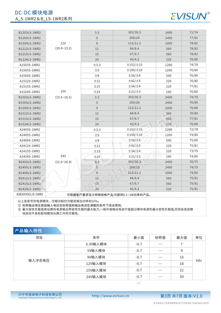 EVISUN B2403LS-1WR2 datasheet page 3