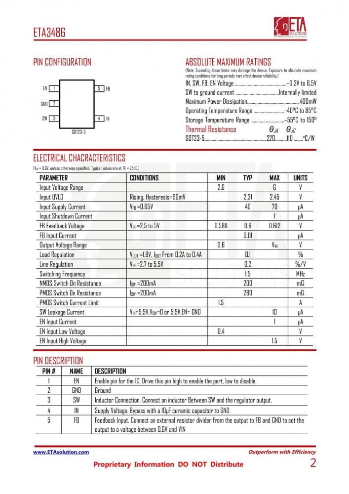 ETA3486S2F datasheet page 2