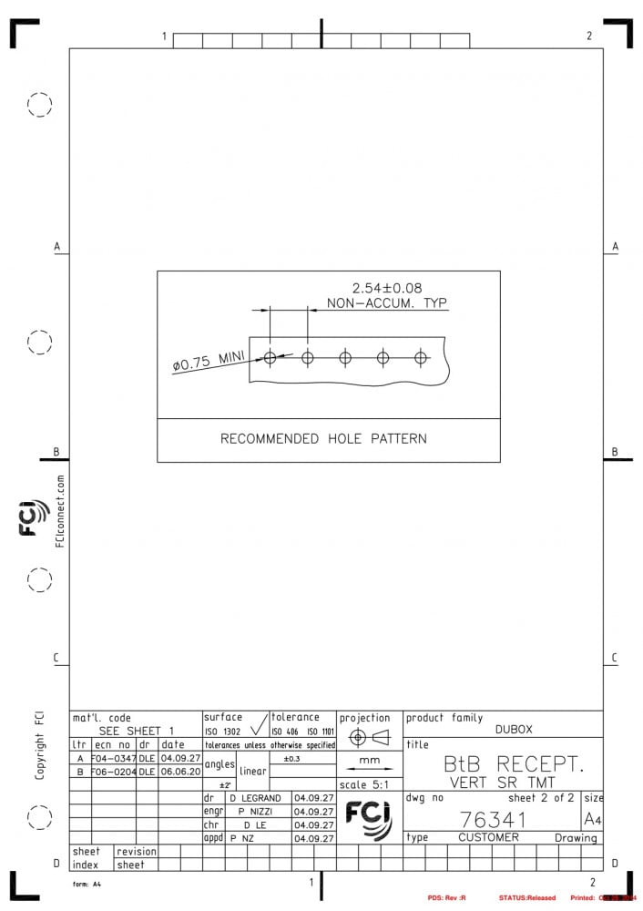 Amphenol 76341-305LF technical drawing page 2