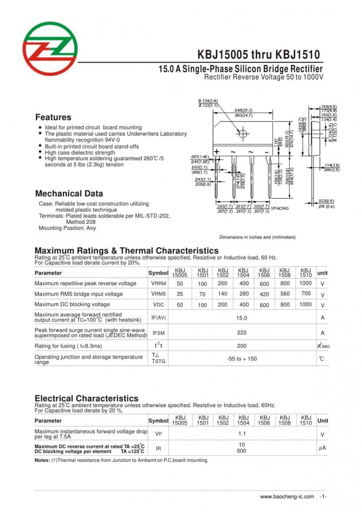 baocheng KBJ1510 datasheet page 1