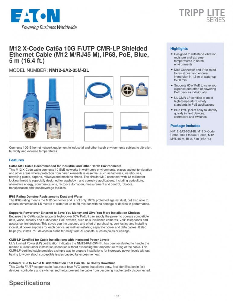NM12-6A2-05M-BL technical document page 1