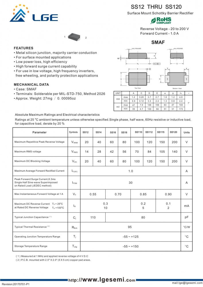 LGE SS14 datasheet page 1