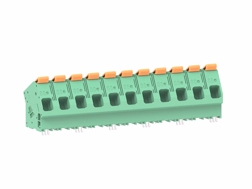 15.00mm Pitch Lever Activated Fixed Mount PCB Terminal Block, 35° Wire Entry, Left Front Terminal, 11 Circuits for sale