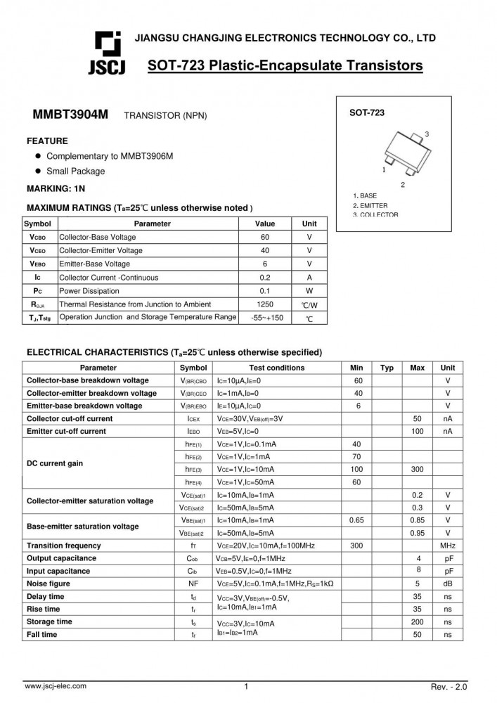 MMBT3904M datasheet page 1
