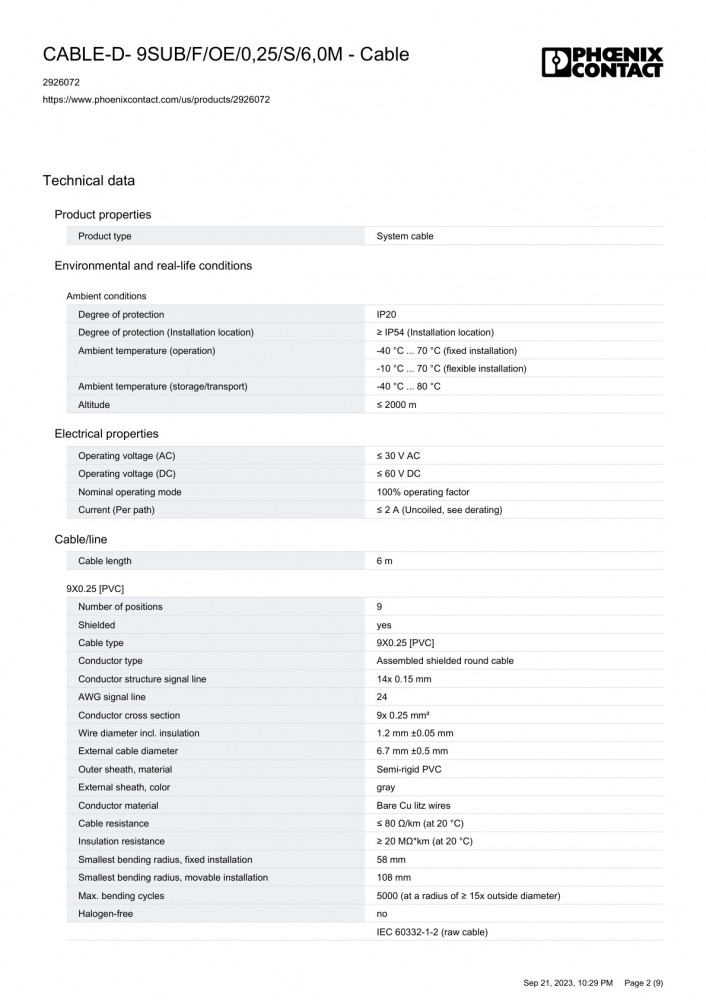 Phoenix Contact 2926072 technical document page 2