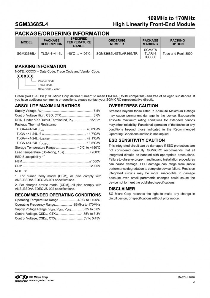 SGM33685L4 datasheet page 2