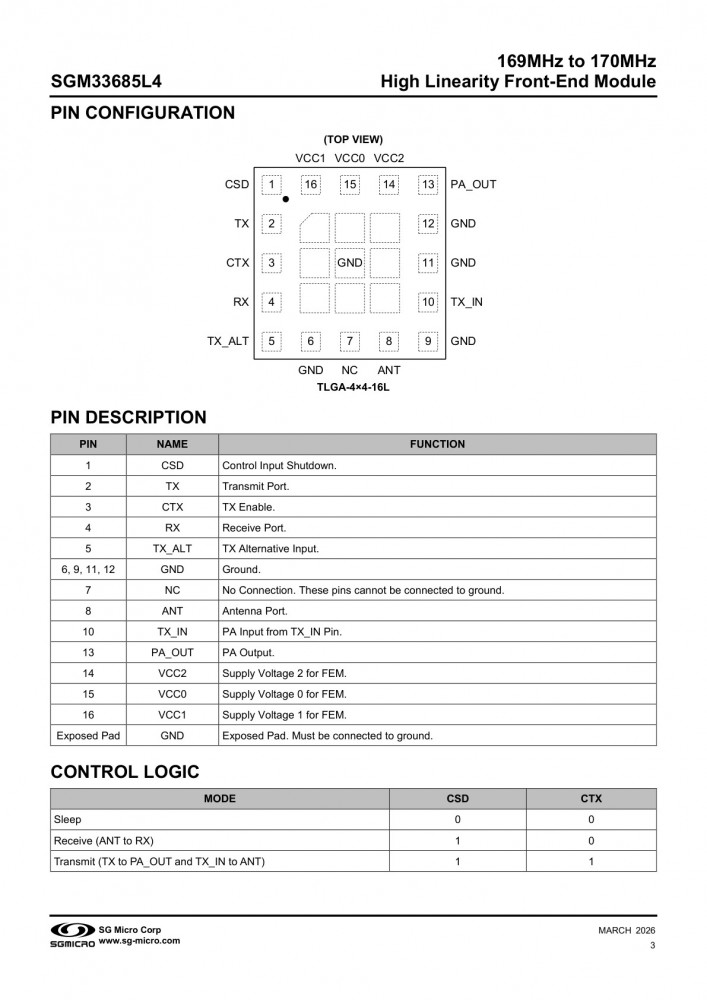 SGM33685L4 datasheet page 3