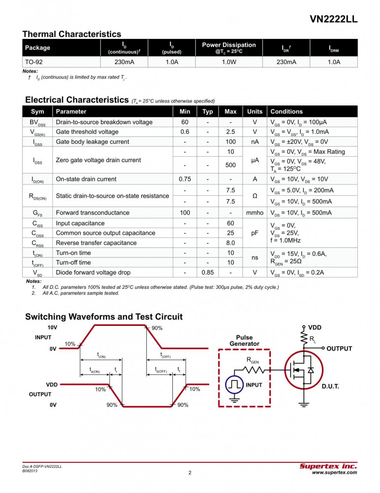 VN2222LL technical document page 2