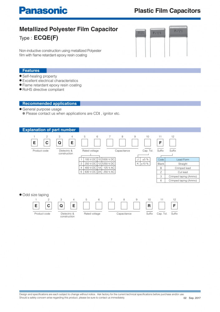 ECQE(F) datasheet page 1