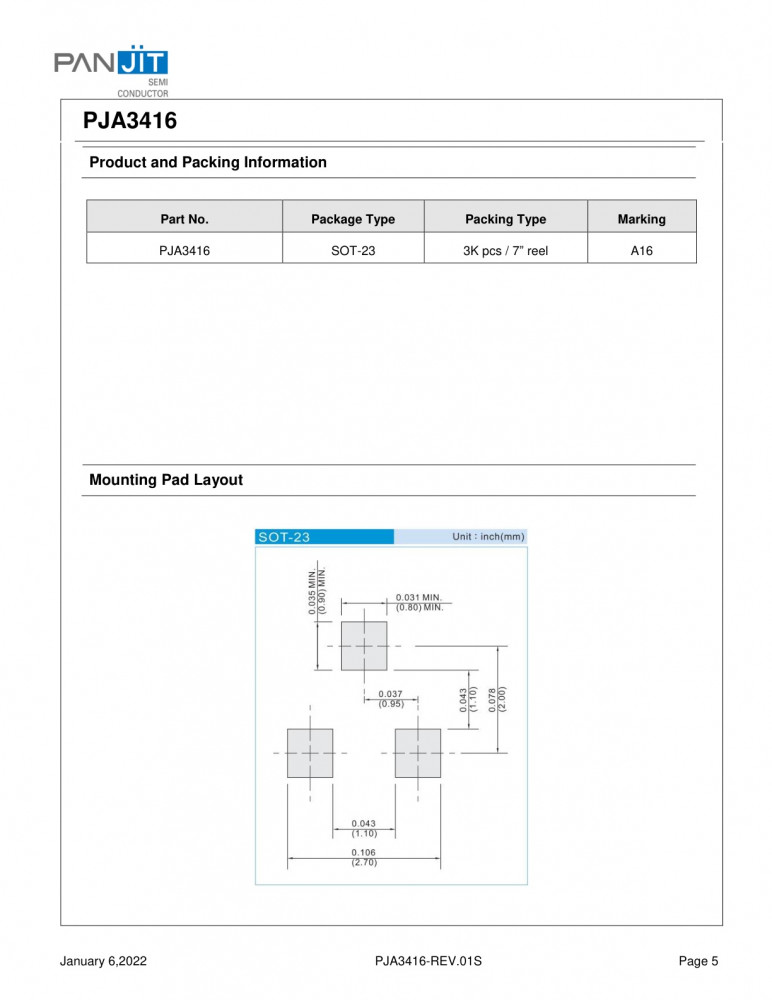 PJA3416 datasheet page 5