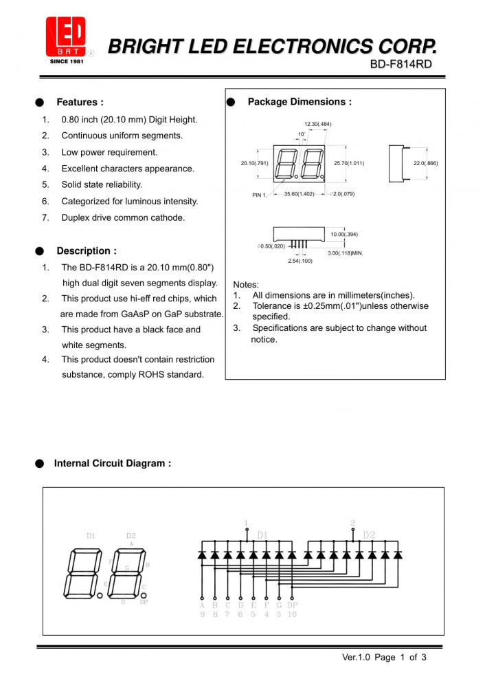 BD-F814RD datasheet page 1