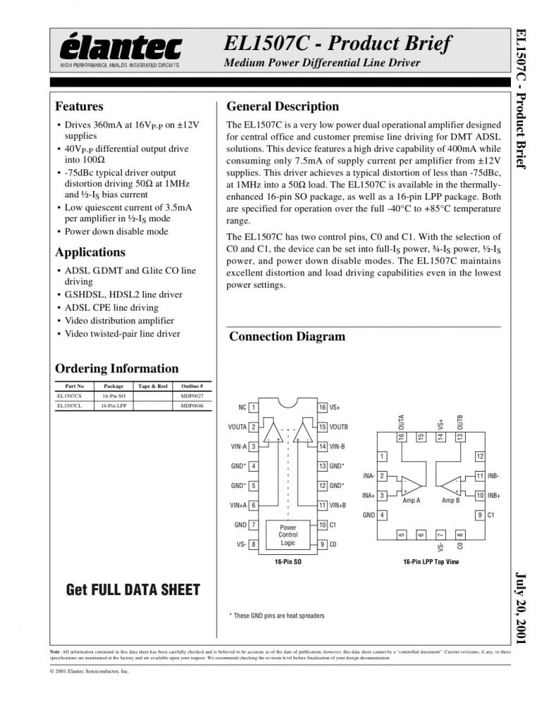 EL1507CL datasheet page 1