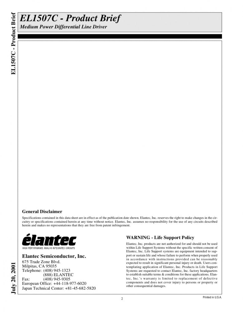 EL1507CL datasheet page 2