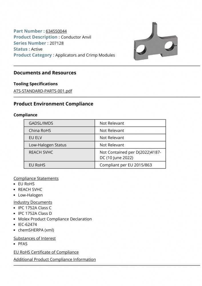 Tooling document preview, page 1