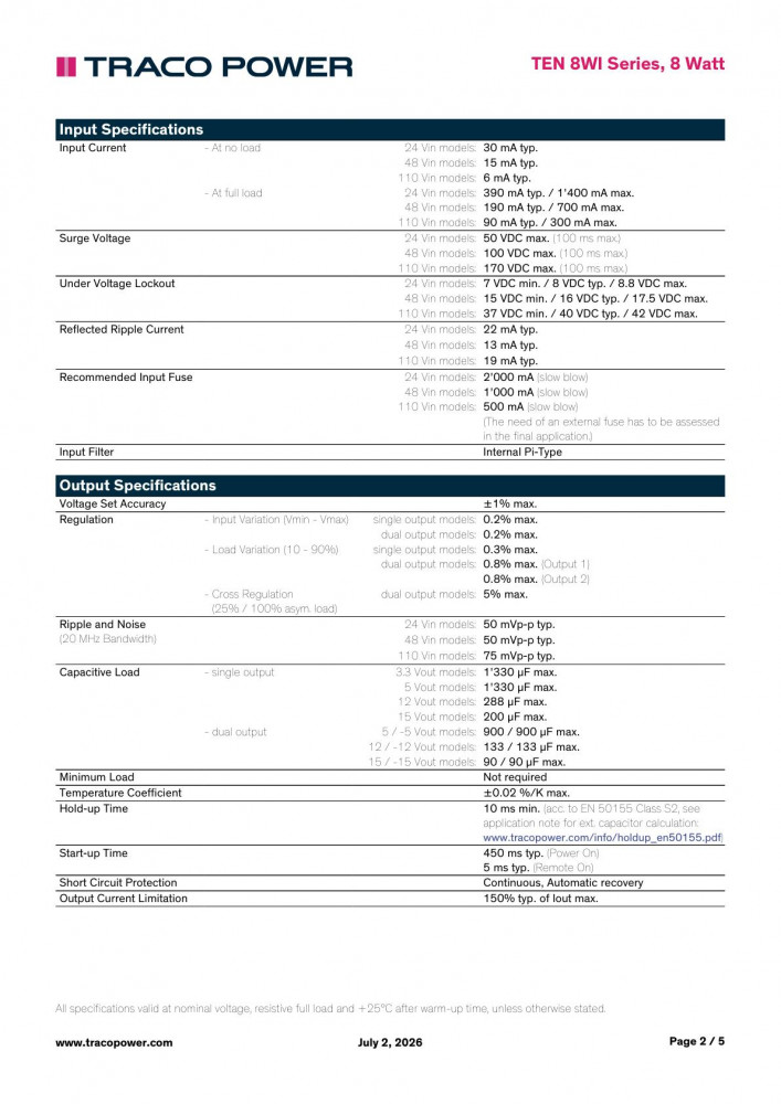 TEN 8WI technical document page 2