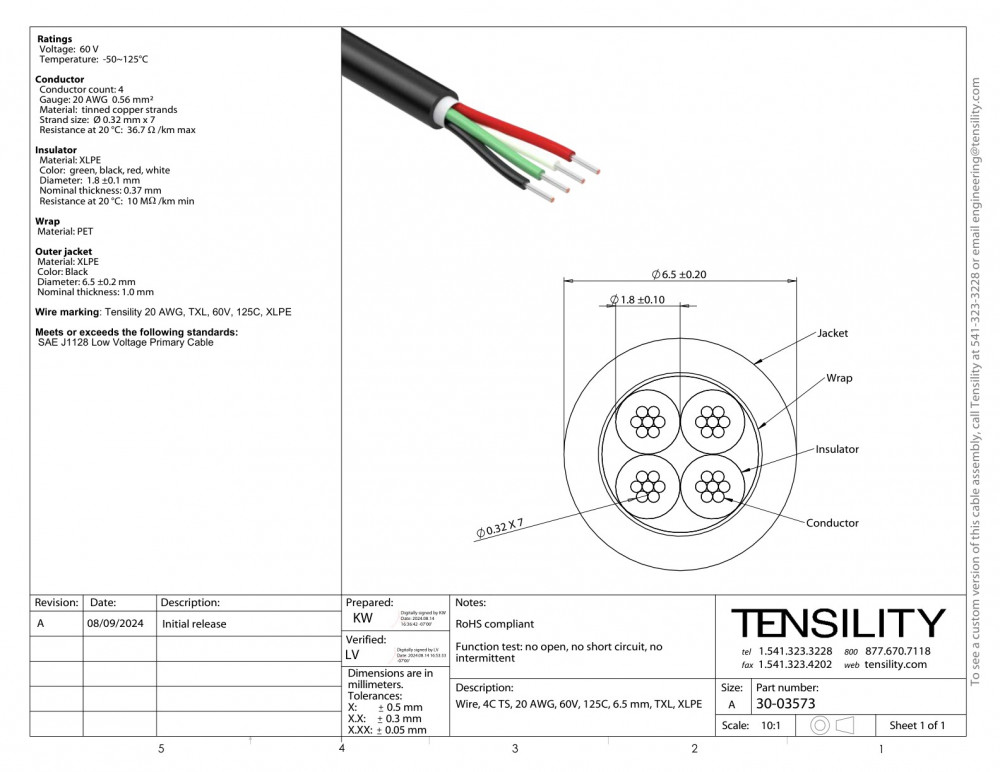 Tensility International 30-03573 cable drawing