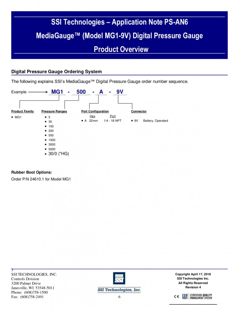 MG1-9V digital pressure gauge document page 6