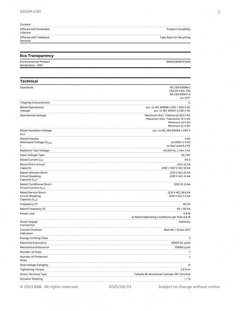 ABB S201M-C40 document page 2