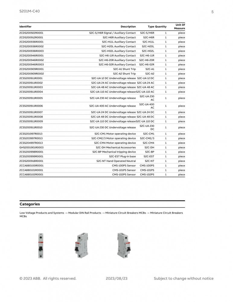 ABB S201M-C40 document page 5