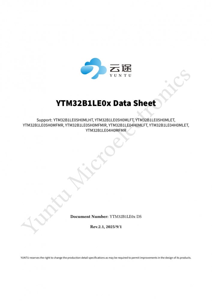 YTM32B1LE0x datasheet page 1