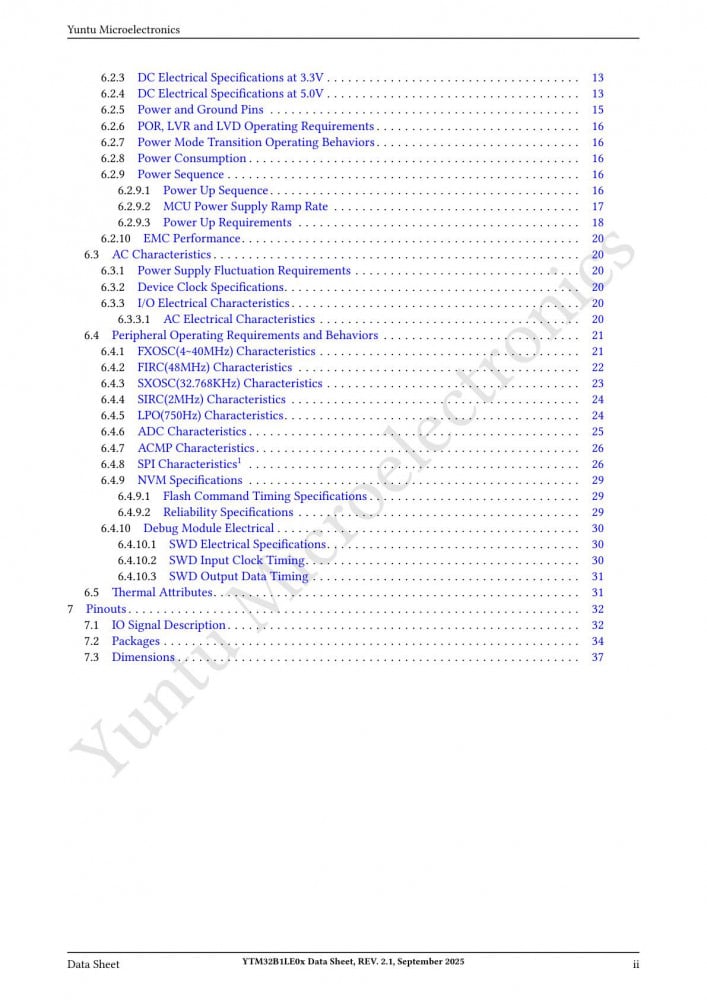 YTM32B1LE0x datasheet page 4