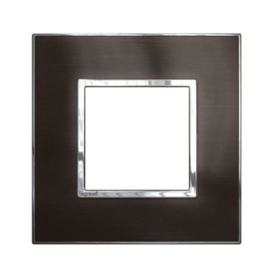 Arteor - British standard square plate 2 modules 1 gang - Brushed stainless steel - Black glossy finish - Flush-mounted installation for sale
