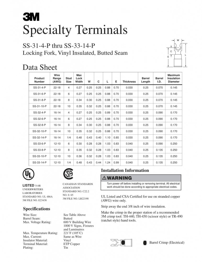 3M 94877 SS-33-10-P technical document page 1