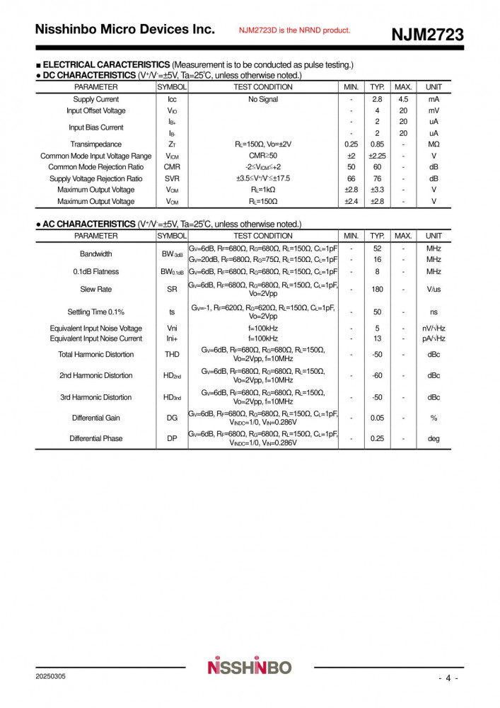 NJM2723 datasheet page 4