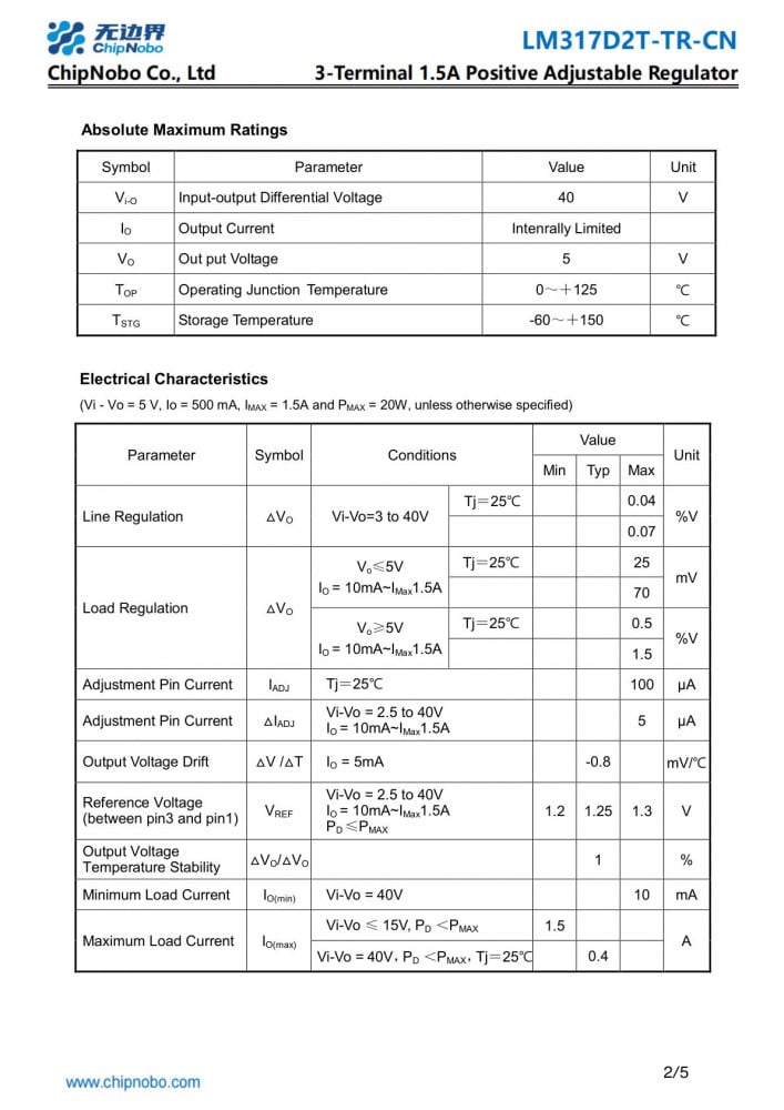 LM317D2T-TR-CN datasheet page 2