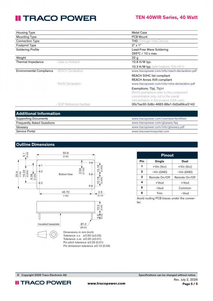 TEN 40WIR datasheet preview, page 5