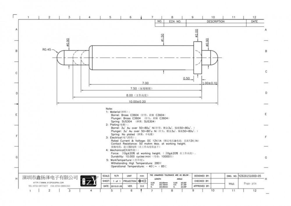 YZ82815100D-05 specification page 3