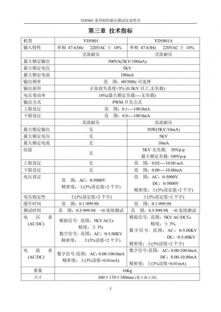 YD5801A manual page 5