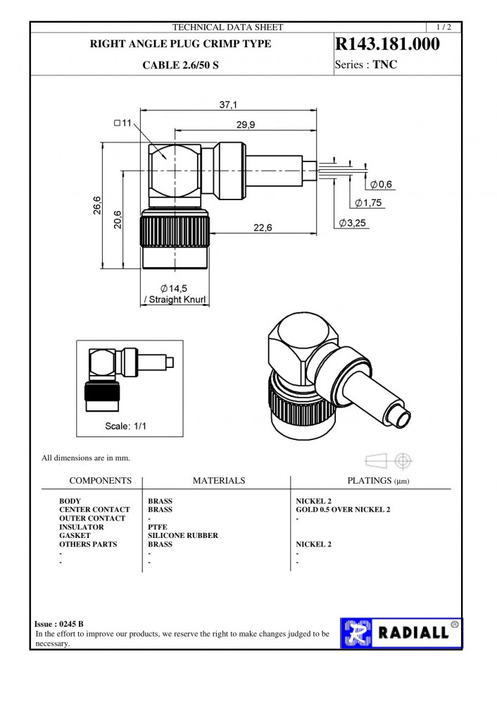 Radiall R143181000 datasheet image, page 1