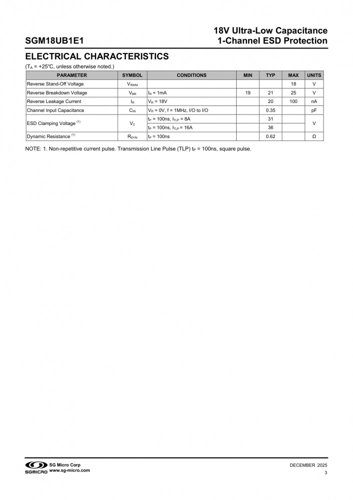 SGM18UB1E1 datasheet page 3