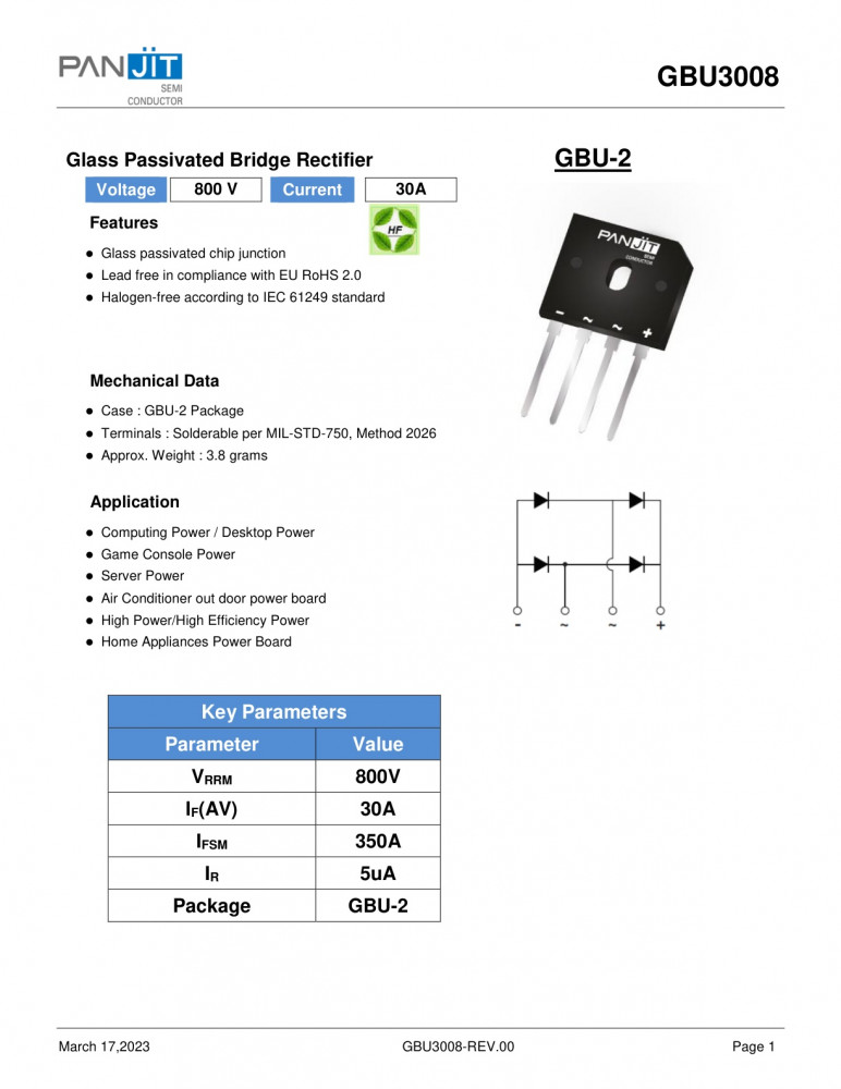 GBU3008 technical document page 1