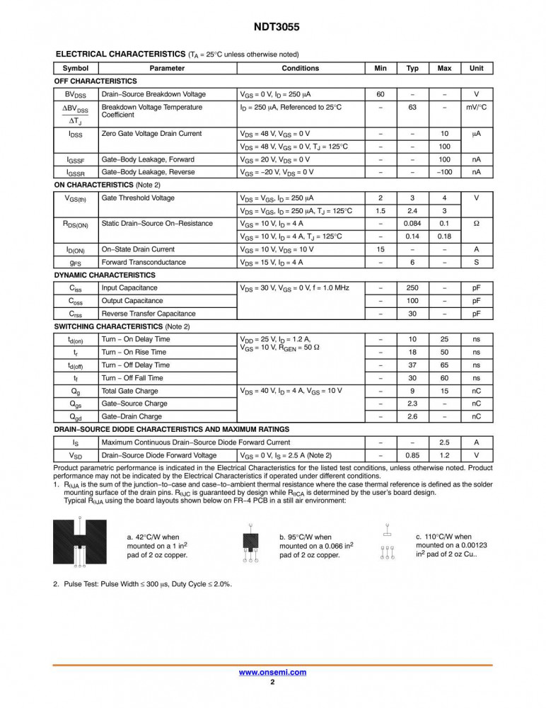 NDT3055 datasheet page 2