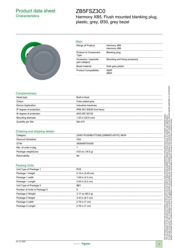 ZB5FSZ3C0 technical document page 1