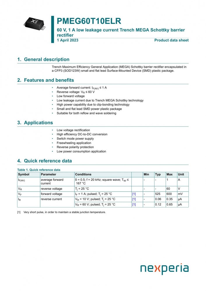 PMEG60T10ELRX datasheet page 1