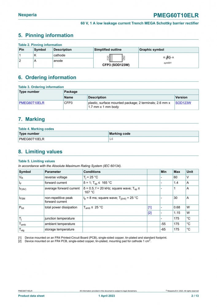PMEG60T10ELRX datasheet page 2
