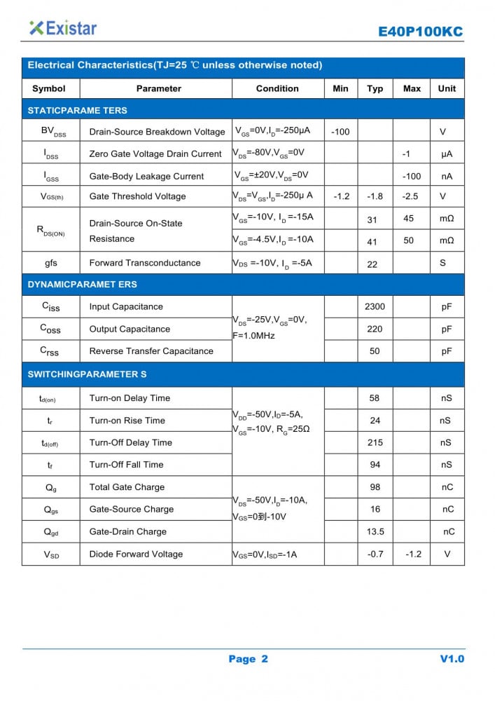E40P100KC datasheet page 2