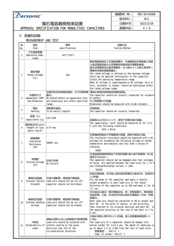 Dersonic approval specification page 5