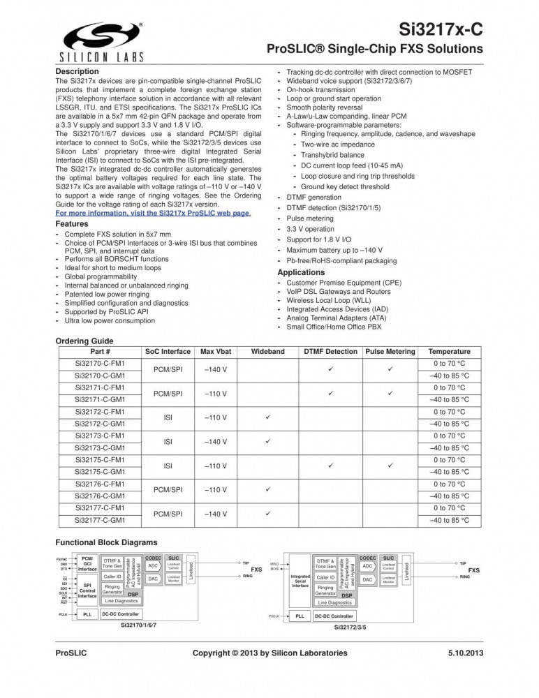 SI32170-C-FM1R technical document page 1