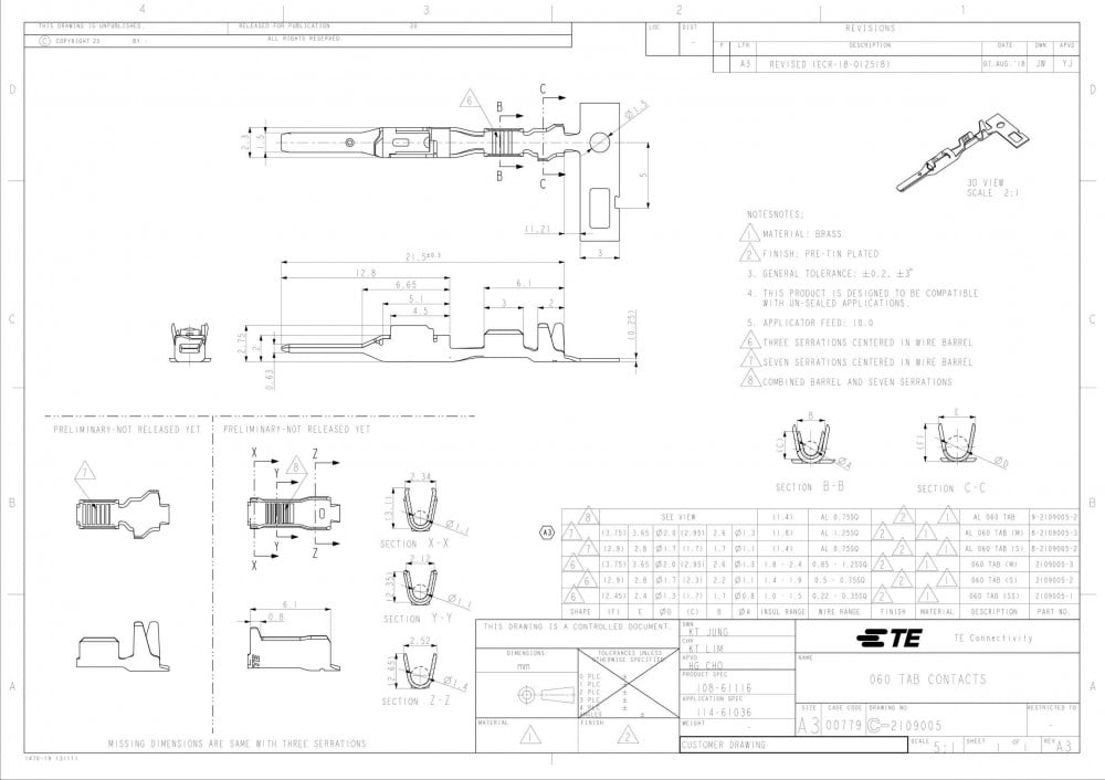 TE Connectivity 2109005-2 technical drawing preview