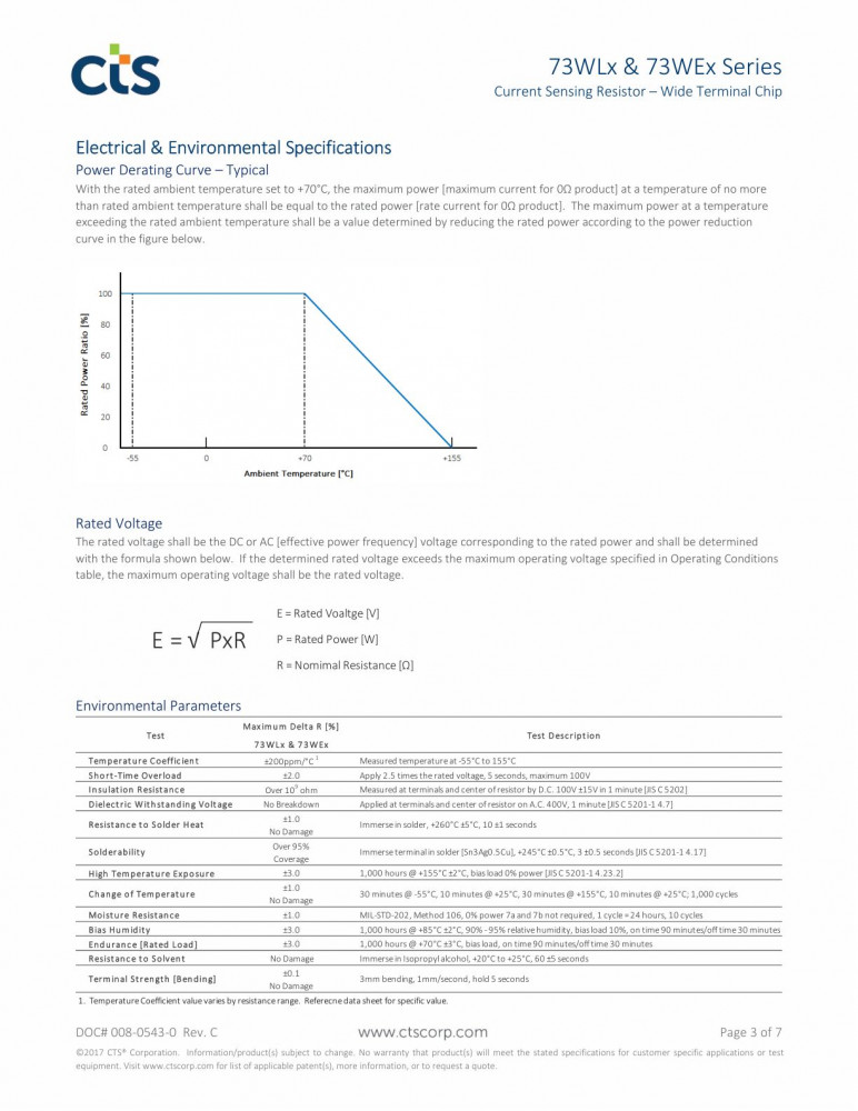 CTS 73WLx and 73WEx datasheet page 3