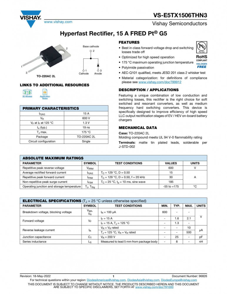 VS-E5TX1506THN3 datasheet page 1