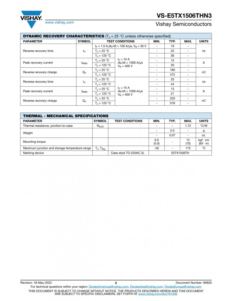 VS-E5TX1506THN3 datasheet page 2