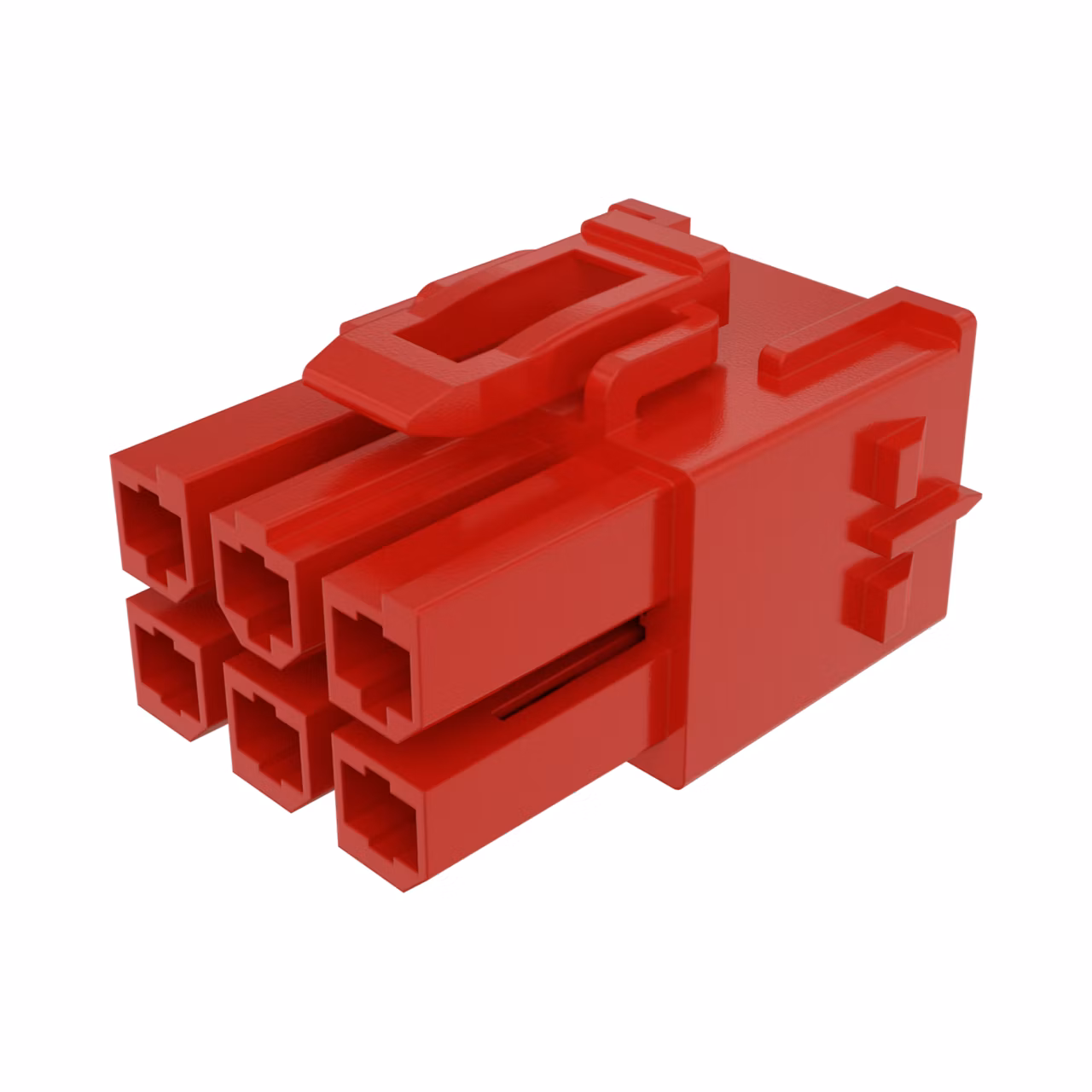 Mega-Fit ColorLock Tangless TPA-Capable Receptacle Housing, Dual Row, 6 Circuit, UL 94V-0, Glow-Wire Capable, Red for sale
