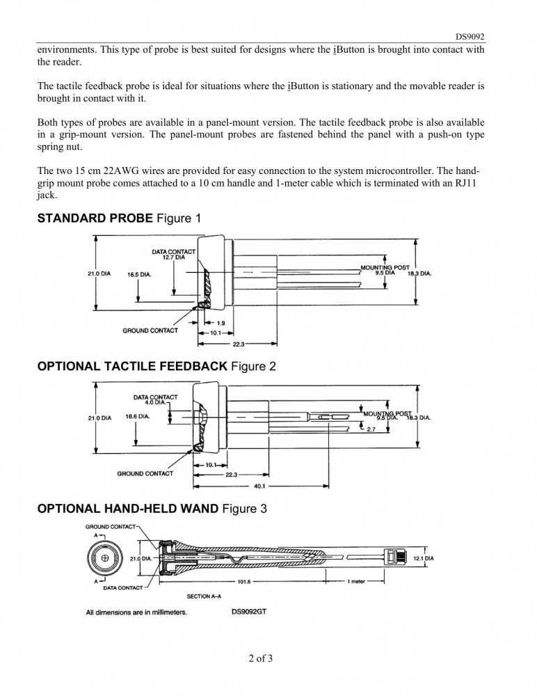 DS9092+ product documentation page 2