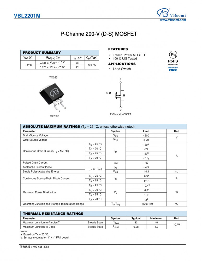 VBL2201M datasheet page 1