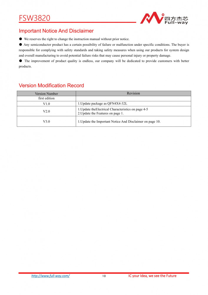 FSW3820 datasheet page 10